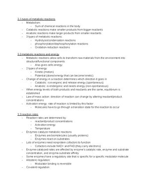 Lecture 2 - Basics of metabolism - Cells break down organic molecules ...