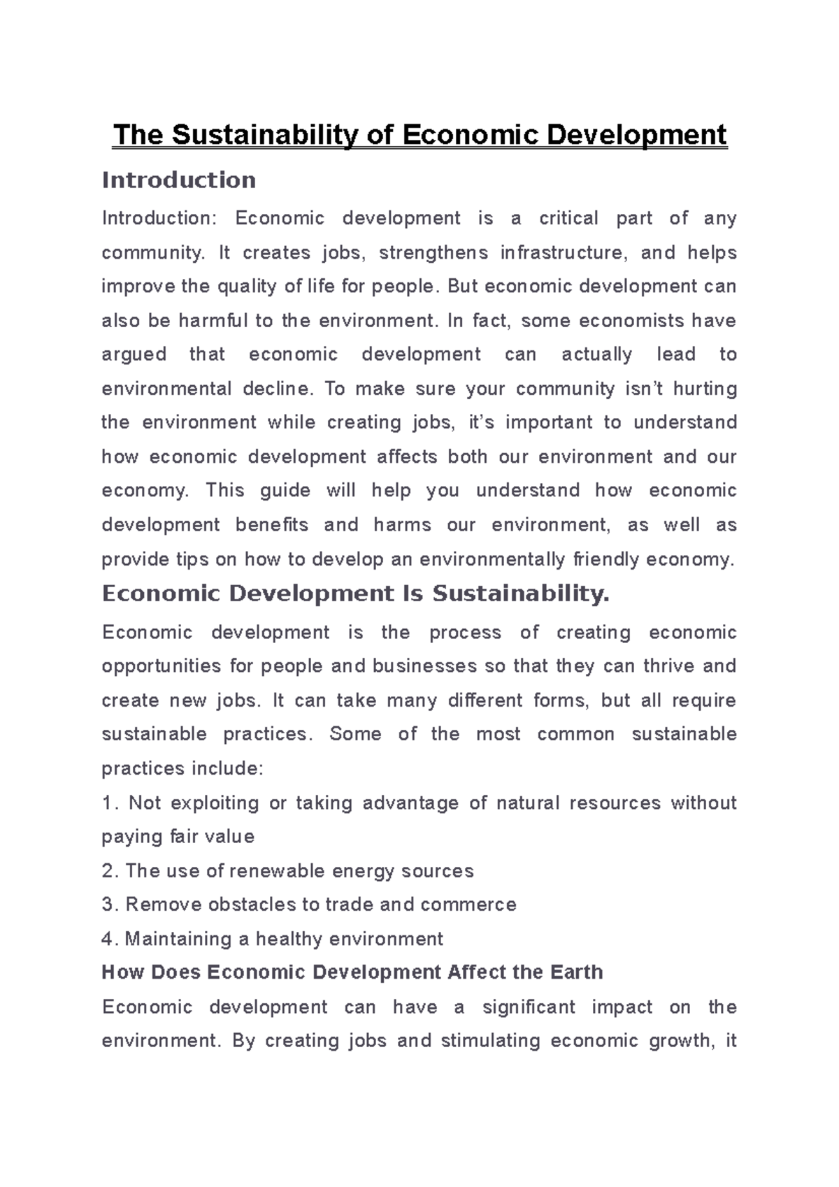 The Sustainability of Economic Development - The Sustainability of Economic Development ...