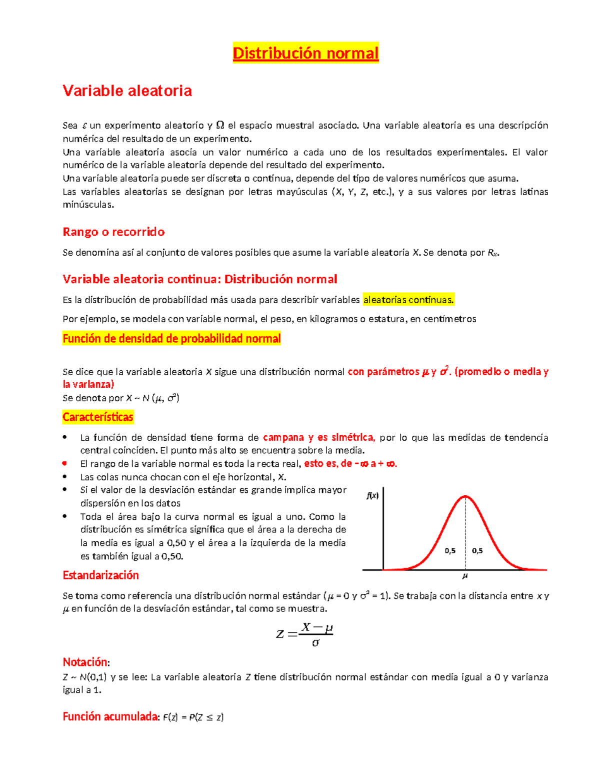 Distribución normal - Resumen Estadística Aplicada - Distribución ...