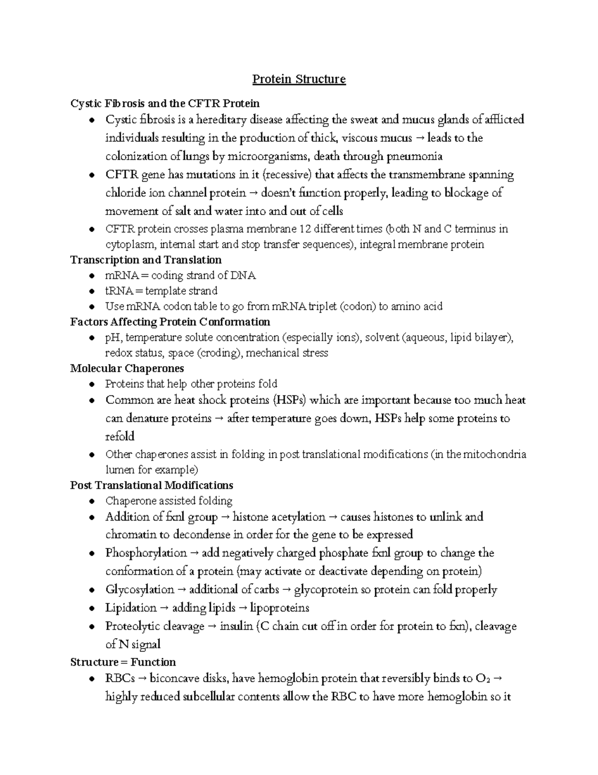 2 6 18 - Protein Structure - Protein Structure Cystic Fibrosis and the ...