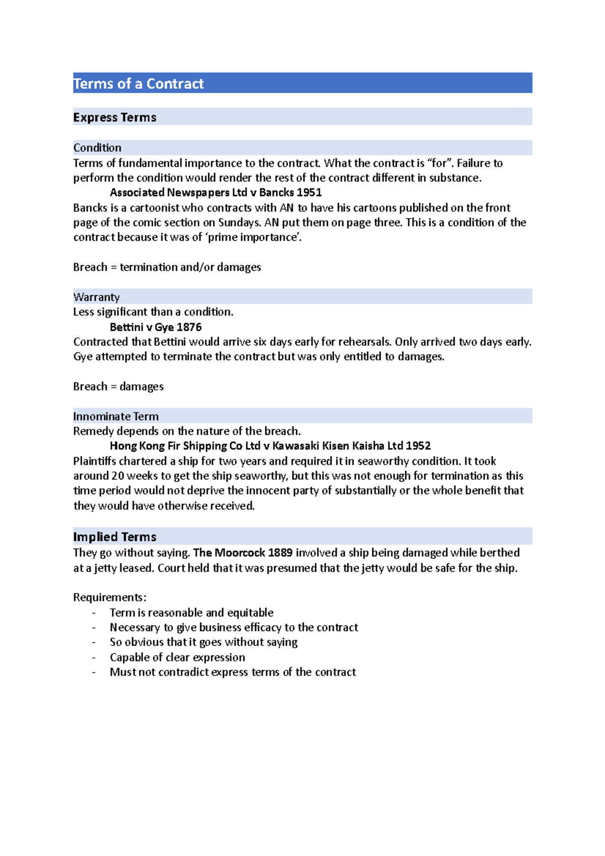 Terms of a Contract - Terms of a Contract Express Terms Condition Terms ...