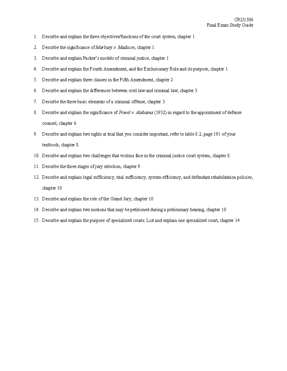 A - Final Exam Study Guide - CRIJ Final Exam Study Guide Describe and ...