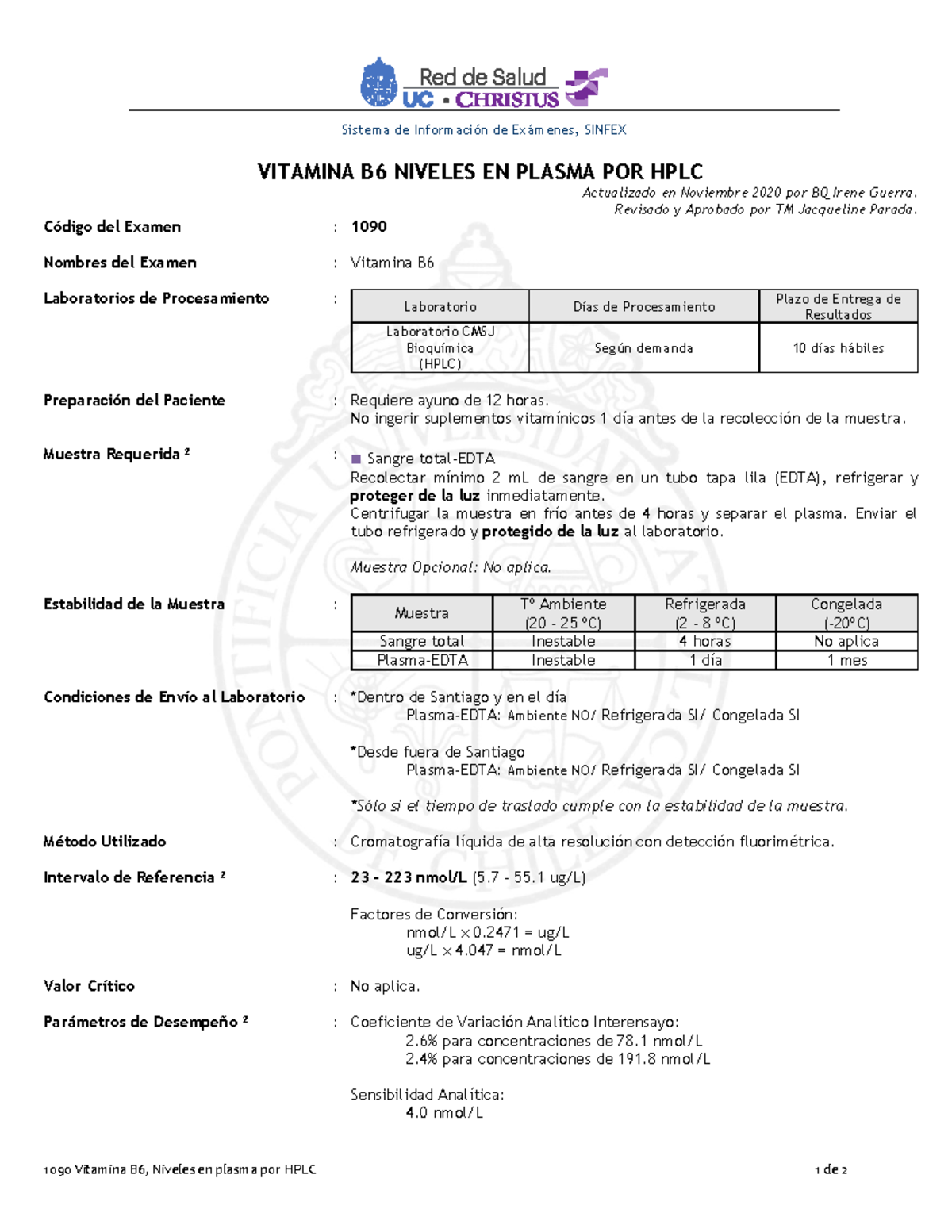 Vityamina B6 - Revisado y Aprobado por TM Jacqueline Parada. Código del ...