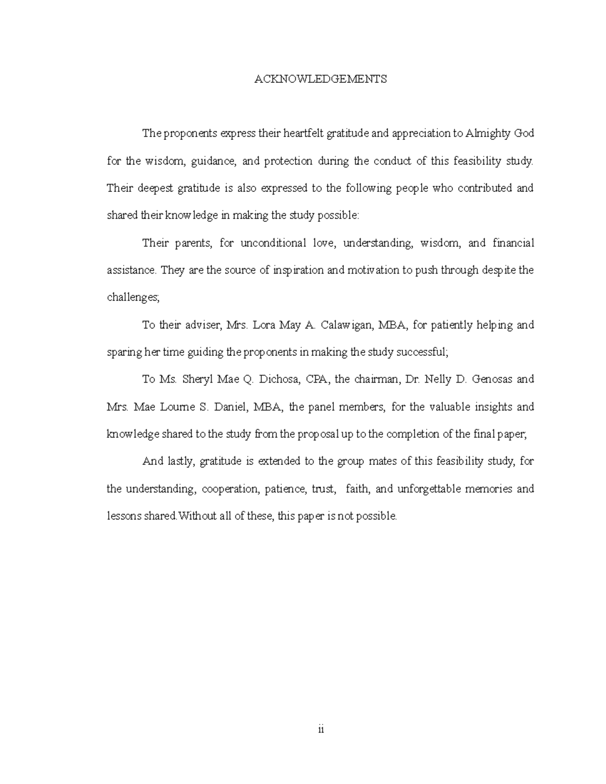 (3) Acknowledgements -5 - ACKNOWLEDGEMENTS The proponents express their ...