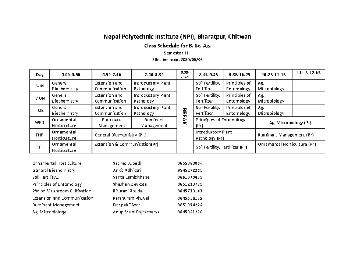Ag II sem 2080 - Nepal Polytechnic Institute (NPI), Bharatpur, Chitwan ...