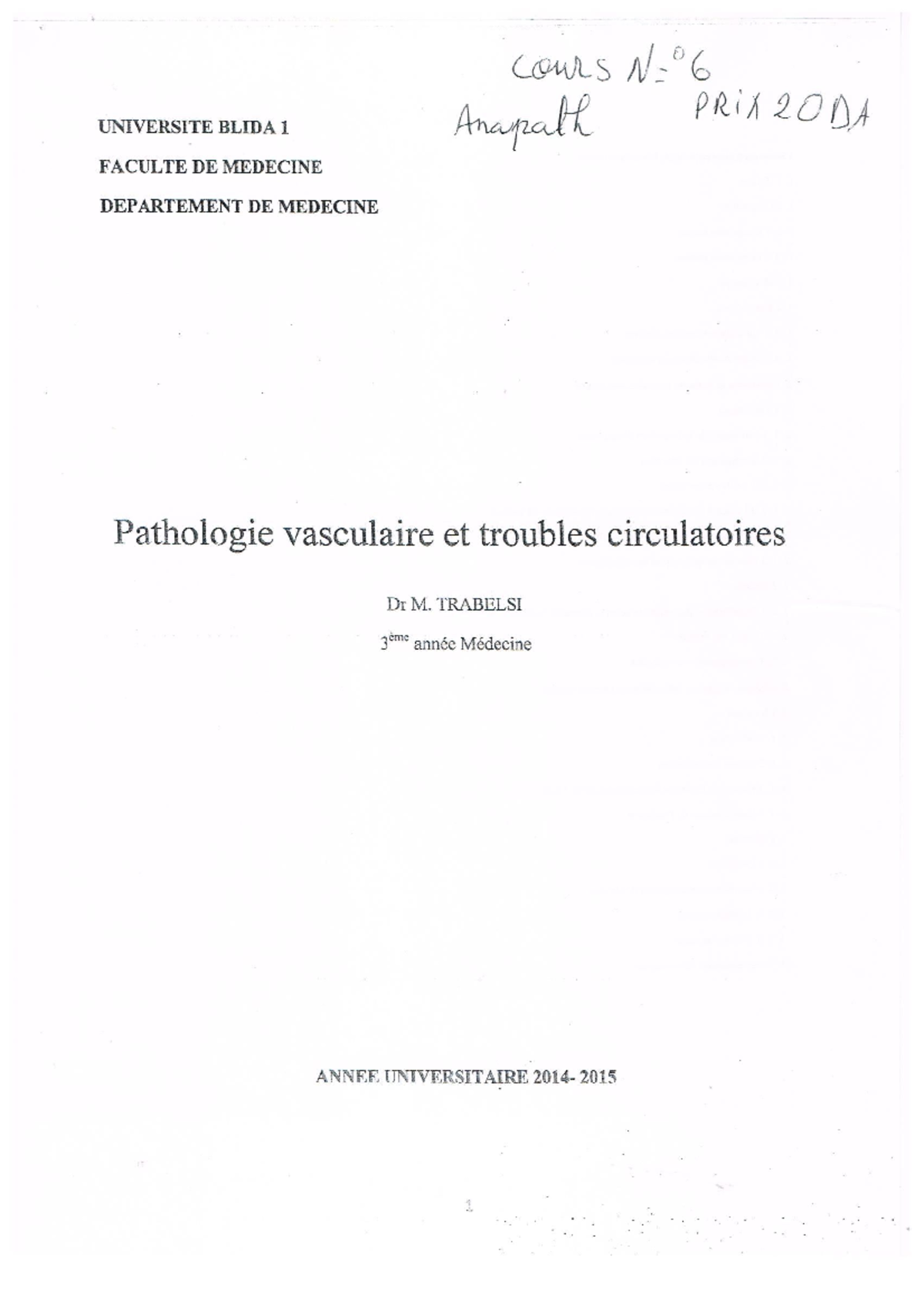 Anapath 09-pathologie vasculaire troubles circulatoires - médecine ...
