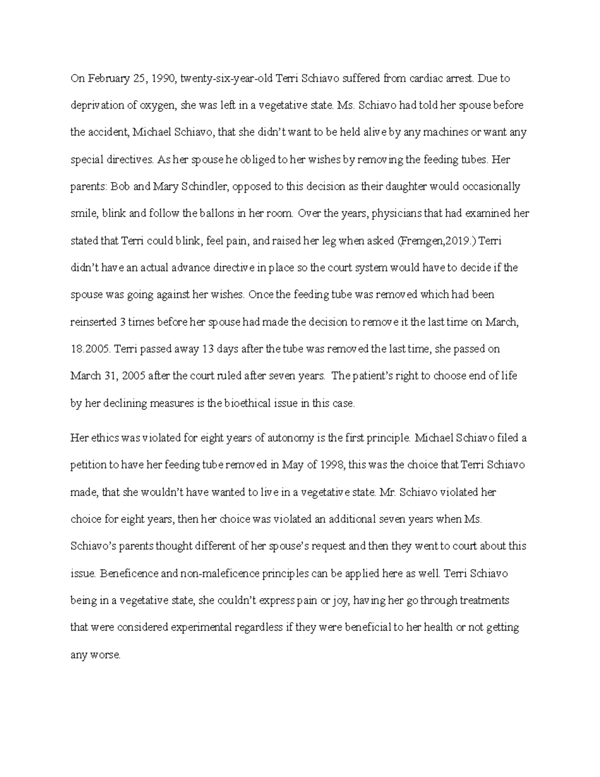 8.1 Short Paper Bioethics - Finance - On February 25, 1990, twenty-six ...