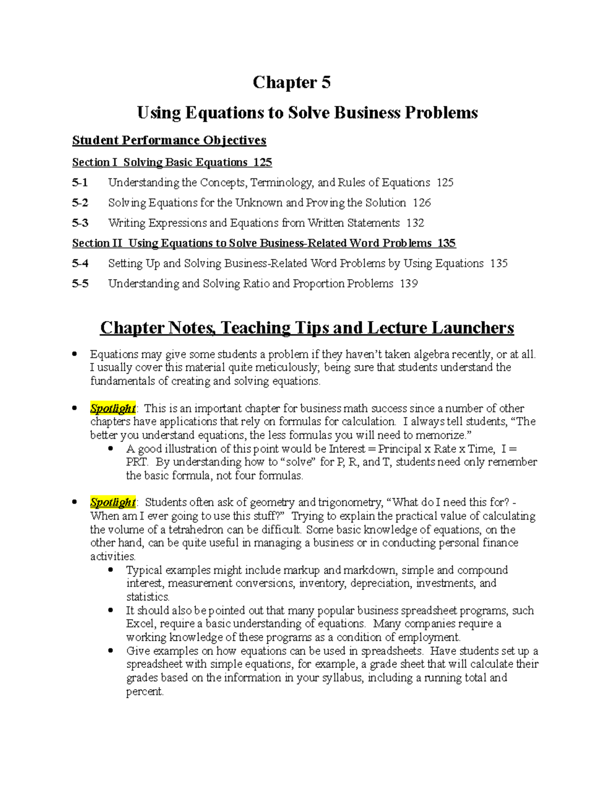 IM&AG-ch05-6e - TEST BANK - Chapter 5 Using Equations to Solve Business ...