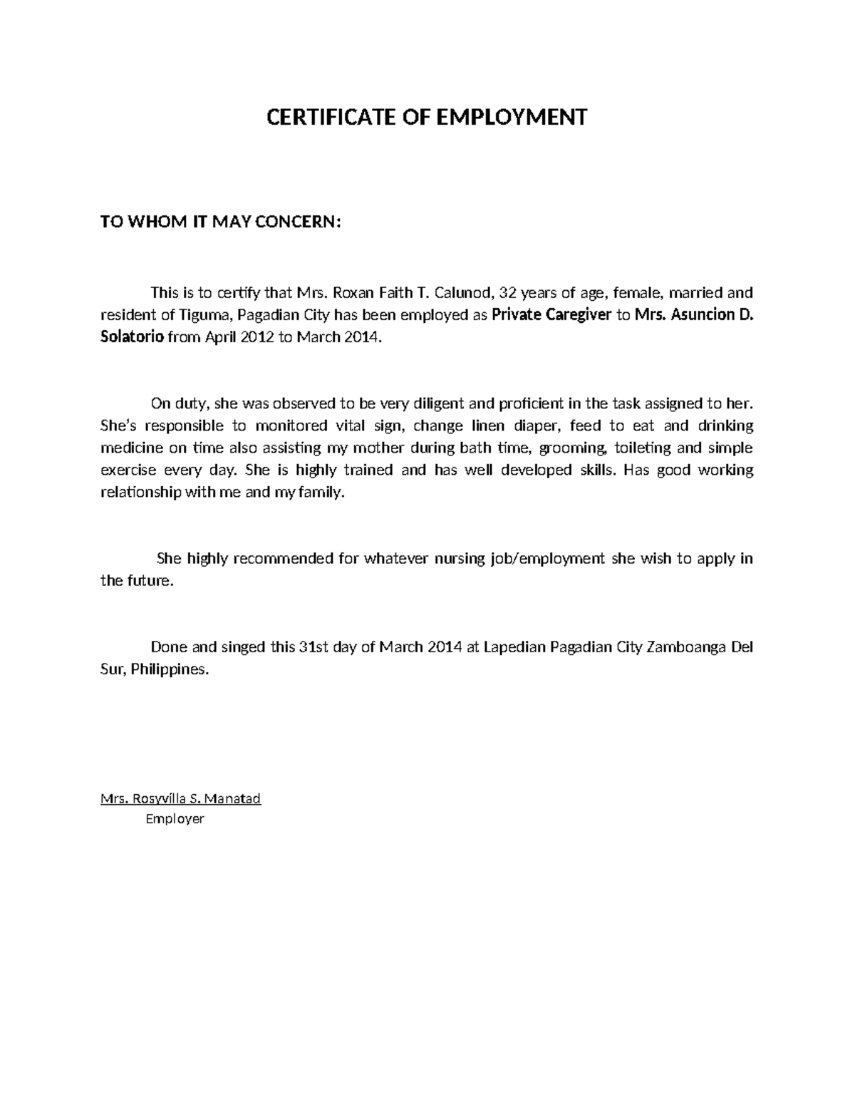 426488995 Certificate of Employment - CERTIFICATE OF EMPLOYMENT TO WHOM IT MAY CONCERN: This is ...