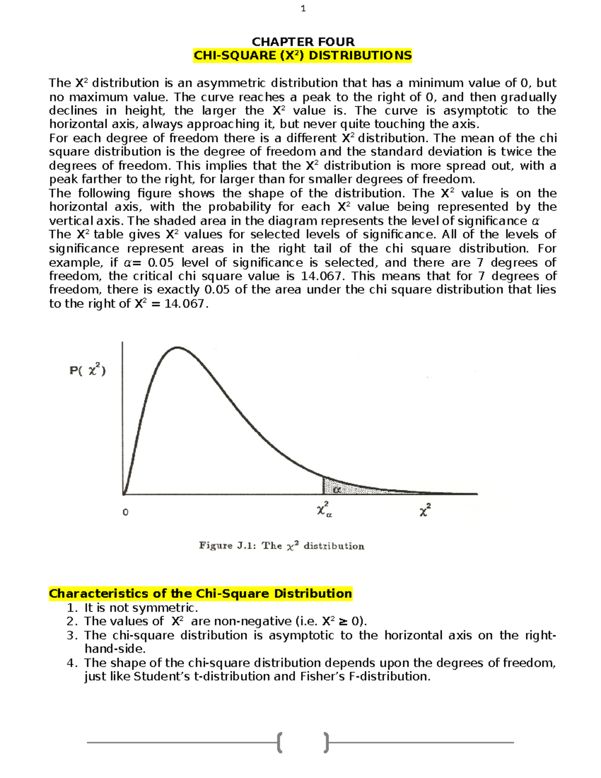 CH IV CHI- Square Distrbn - CHAPTER FOUR CHI-SQUARE (X 2 ...