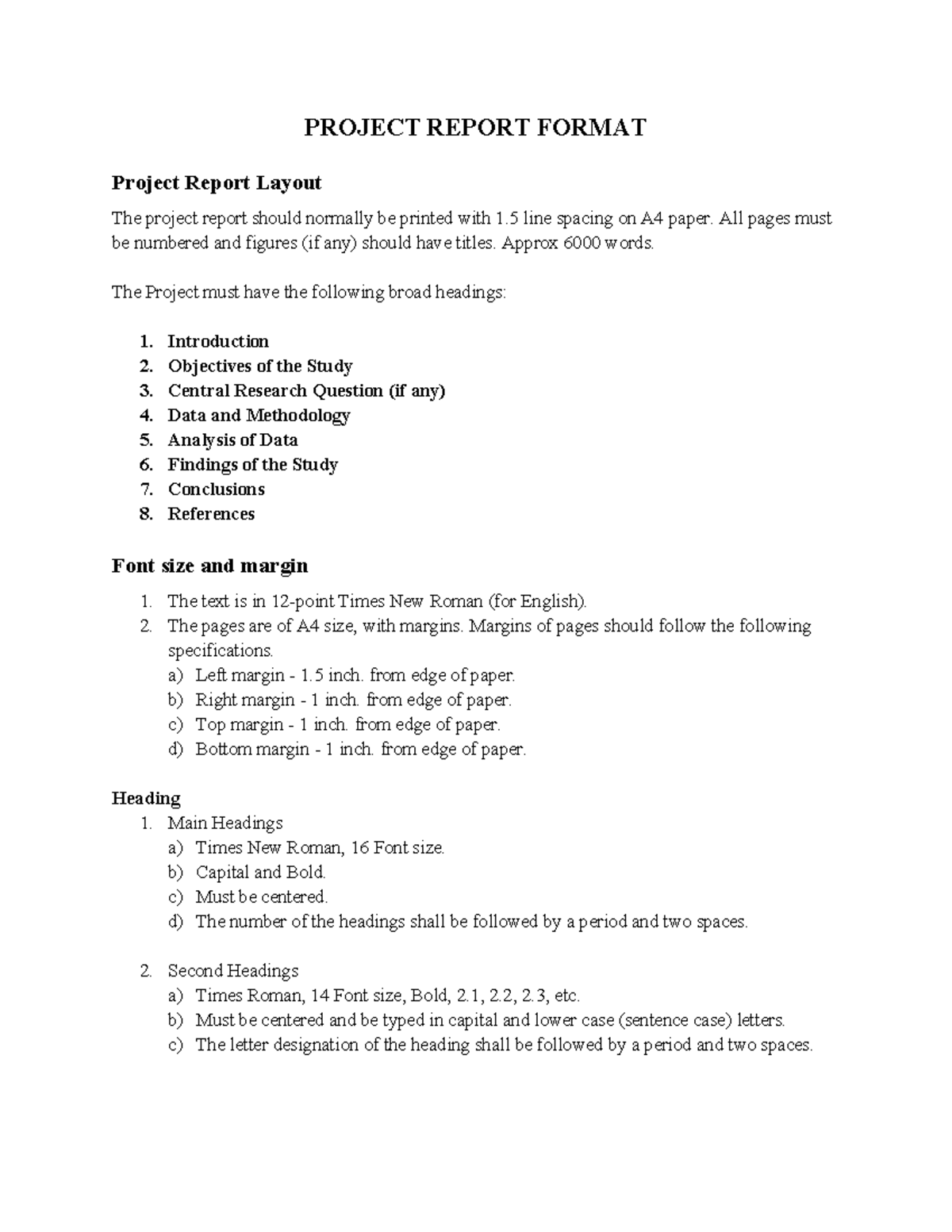 Project Report Format - PROJECT REPORT FORMAT Project Report Layout The ...