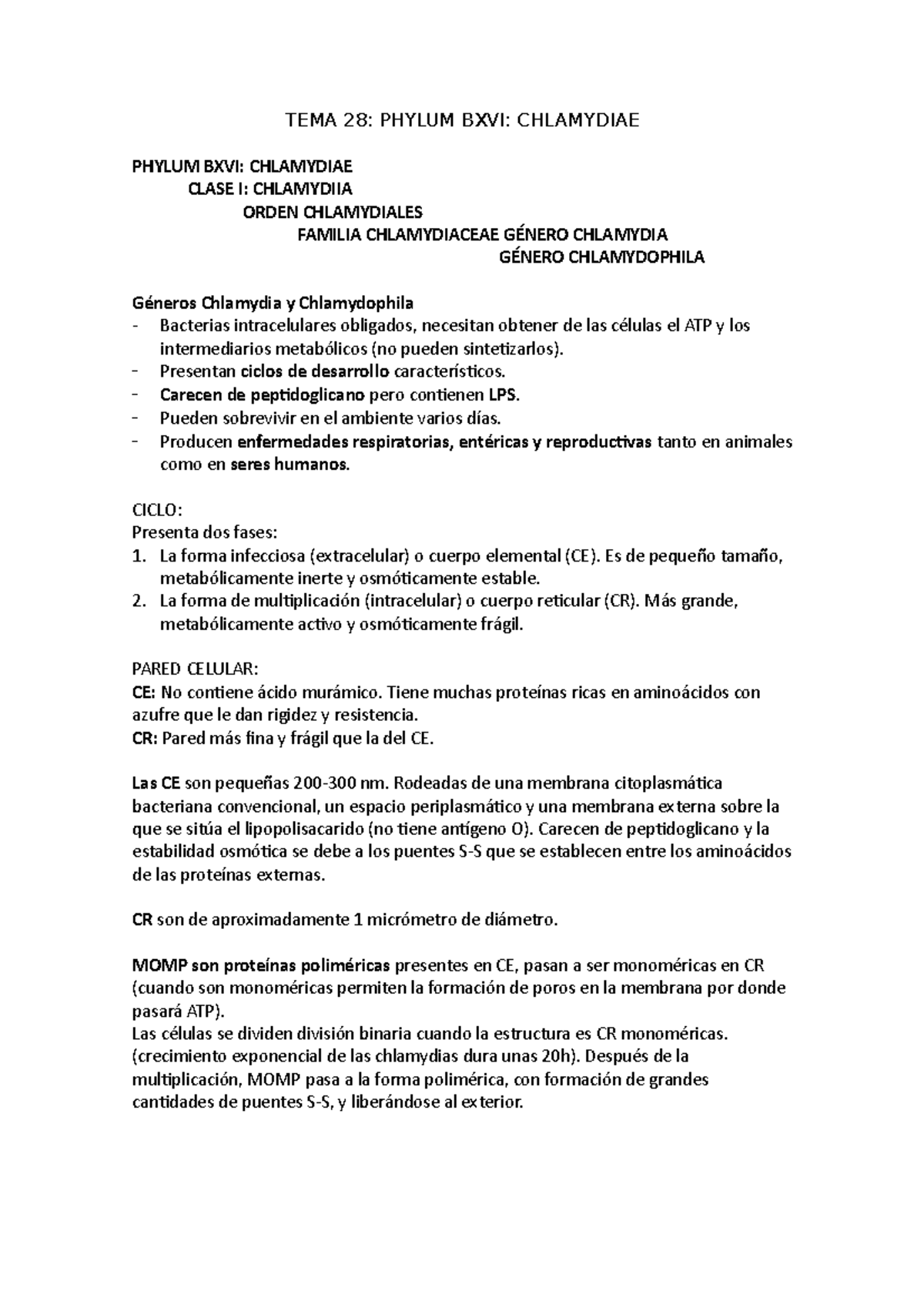 TEMA 28 - TEMA 28: PHYLUM BXVI: CHLAMYDIAE PHYLUM BXVI: CHLAMYDIAE ...
