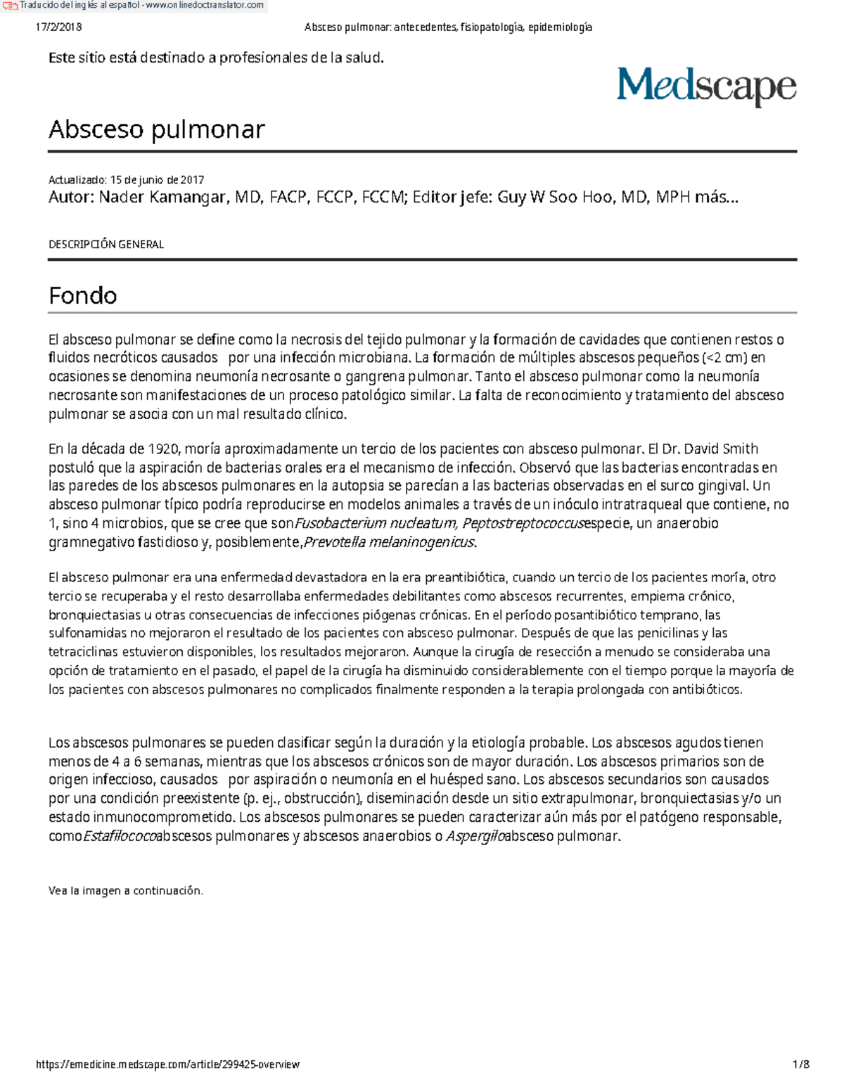 LUNG Abscess PULMON - 17/2/2018 Absceso pulmonar: antecedentes ...