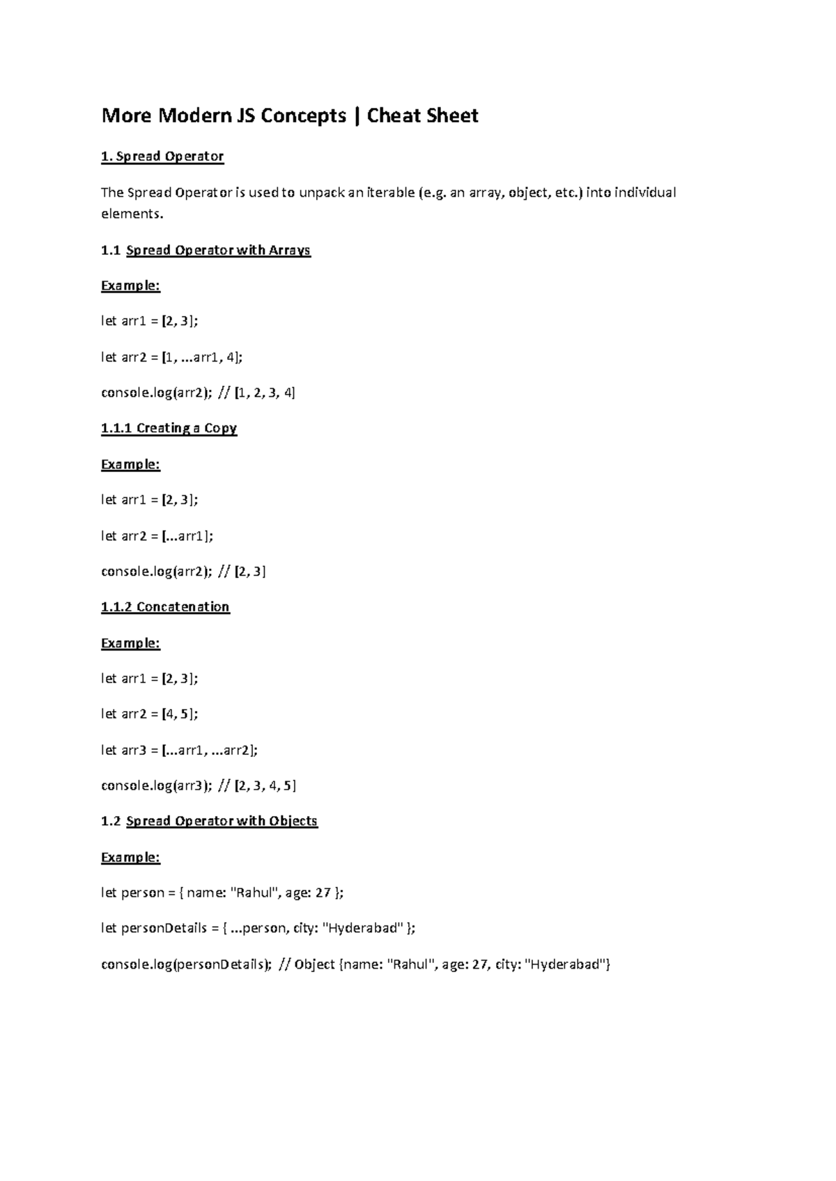 Essential JS cheat sheets - More Modern JS Concepts | Cheat Sheet ...