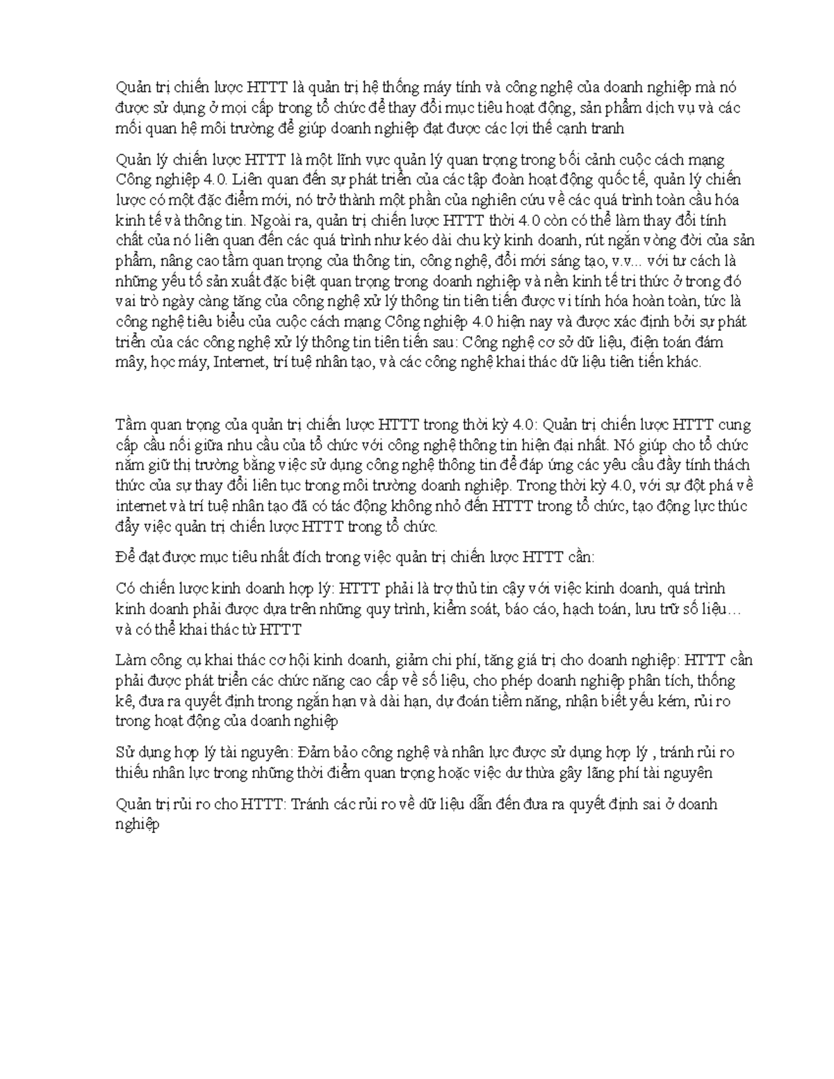 HTTT trong cách mạng 4.0 - Quản trị chiến lược HTTT là quản trị hệ ...