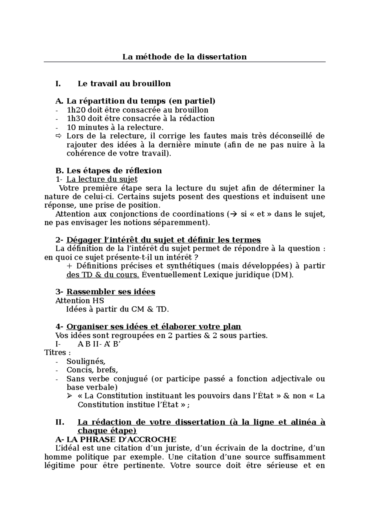 La méthode de la dissertation - Méthodologie - UJIM - Studocu