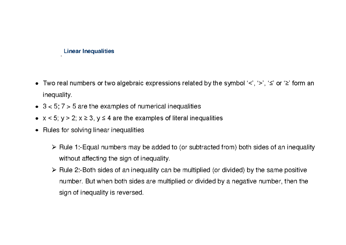 Maths leaner liters - Two real numbers or two algebraic expressions ...