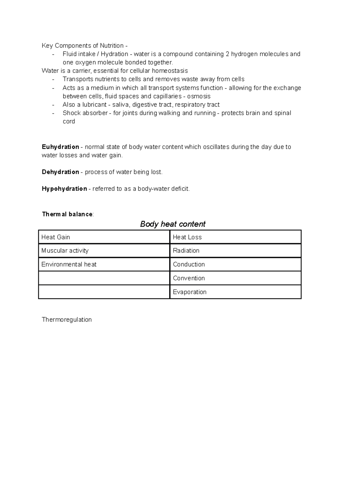 Fluid Balance Hydration - Biomechanics - Key Components of Nutrition ...