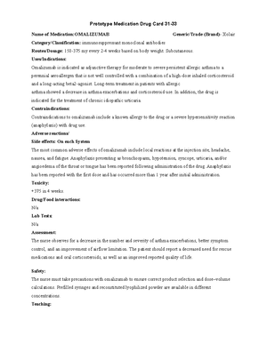 Medcards 41 45 - drug cards - Chapter 41 Name of Medication: Insulin ...