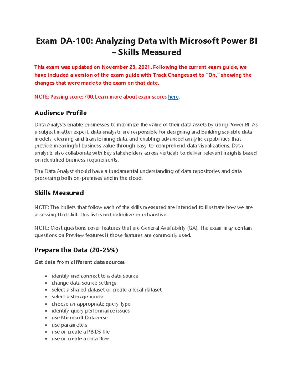 Exam da 100 analyzing data with microsoft power bi skills measured ...