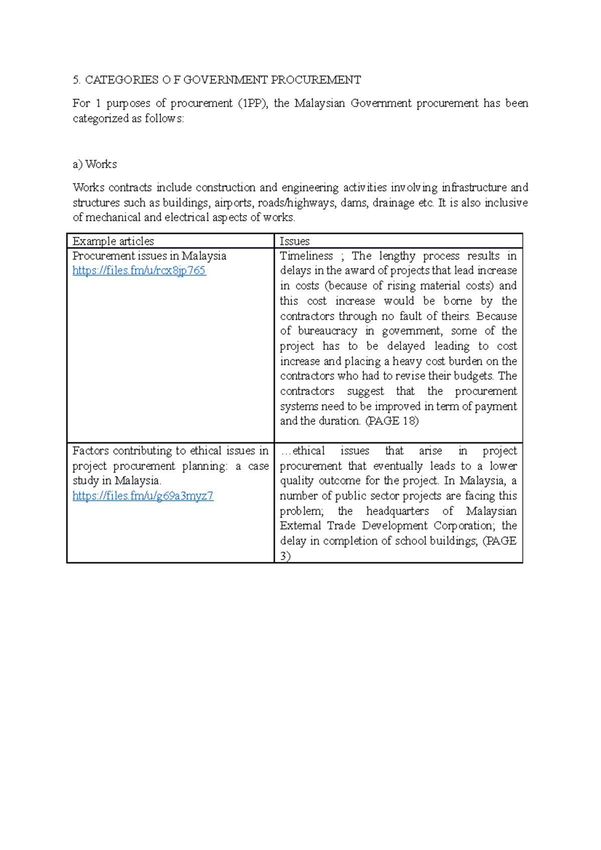1PP Articles Issue - 1PP - 5. CATEGORIES O F GOVERNMENT PROCUREMENT For ...