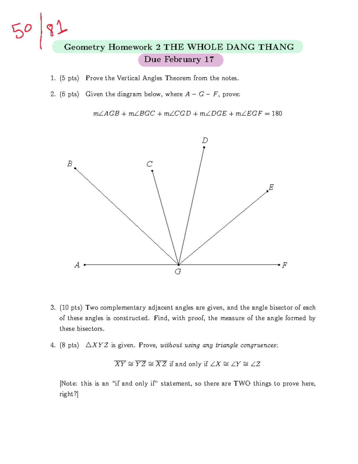 Geometry HW 2 graded - Geometry Homework 2 THE WHOLE DANG THANG Due ...