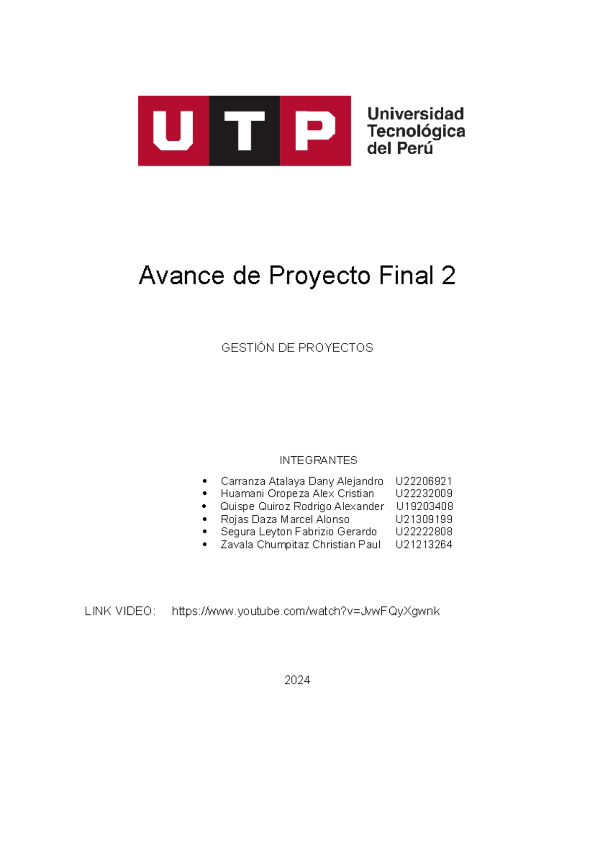 Avance Proyecto Final 2 - Avance de Proyecto Final 2 GESTIÓN DE ...