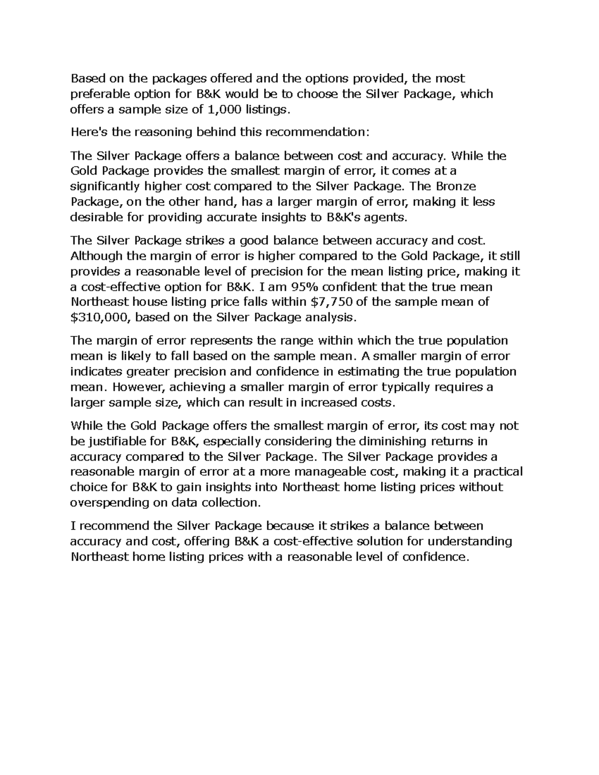 Discussion Module 6 - Based on the packages offered and the options ...