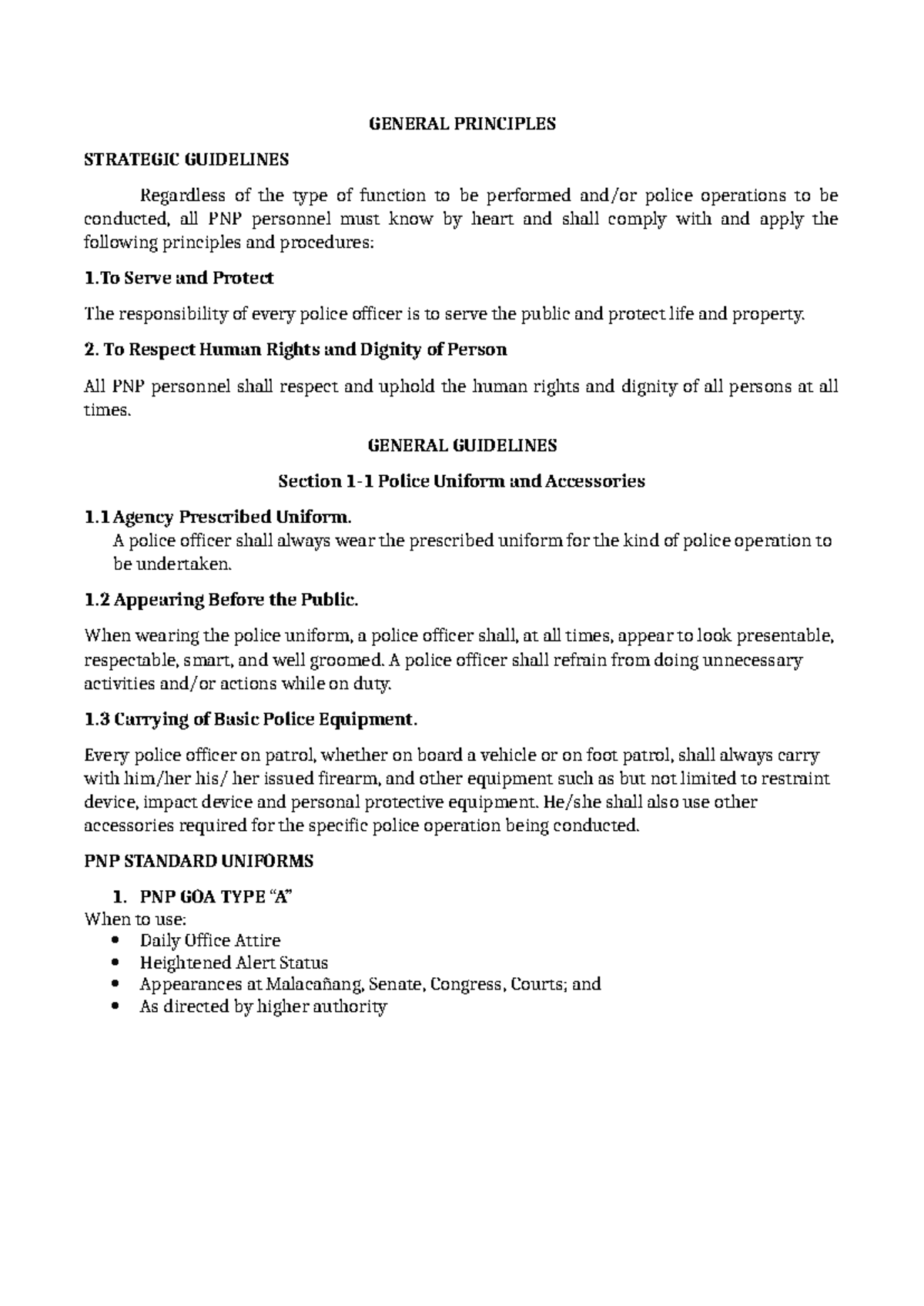 General Principles - notes - GENERAL PRINCIPLES STRATEGIC GUIDELINES ...