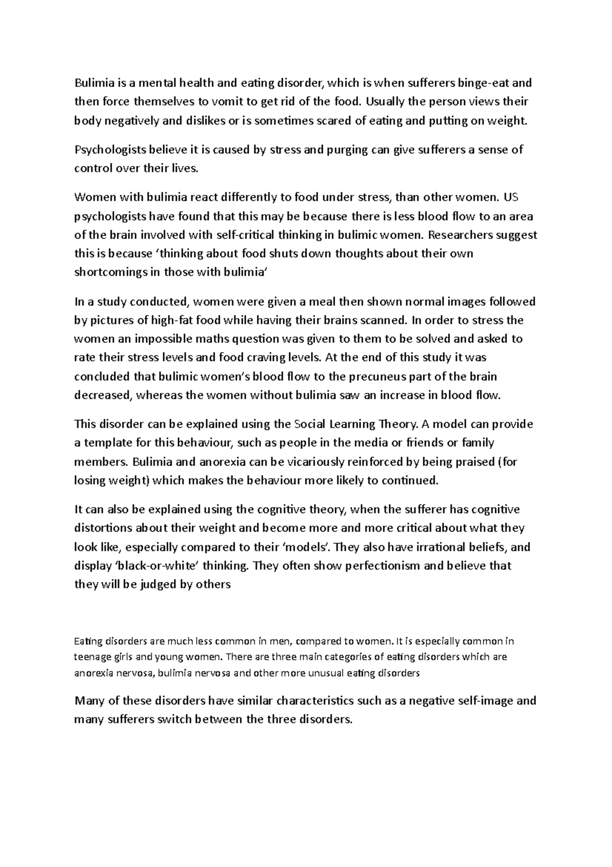 Notes on Bulimia - Bulimia is a mental health and eating disorder ...