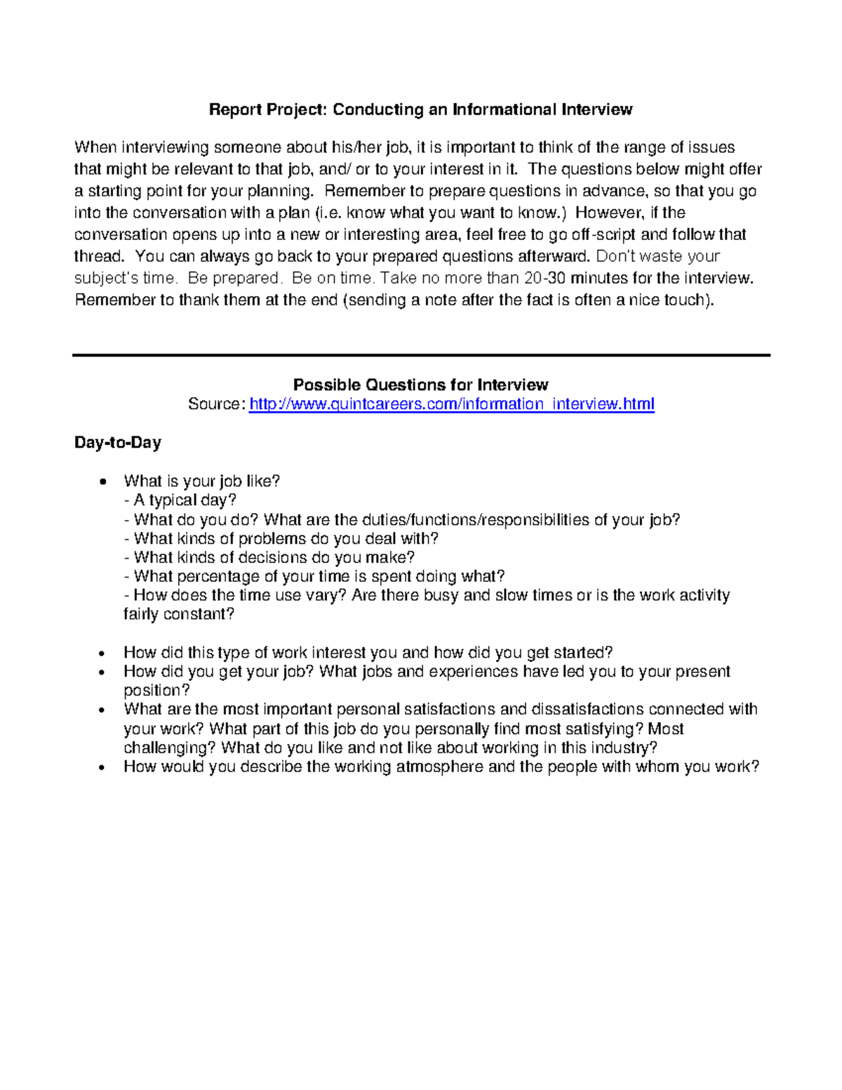 Report Project. Interview Questions - Report Project: Conducting an ...