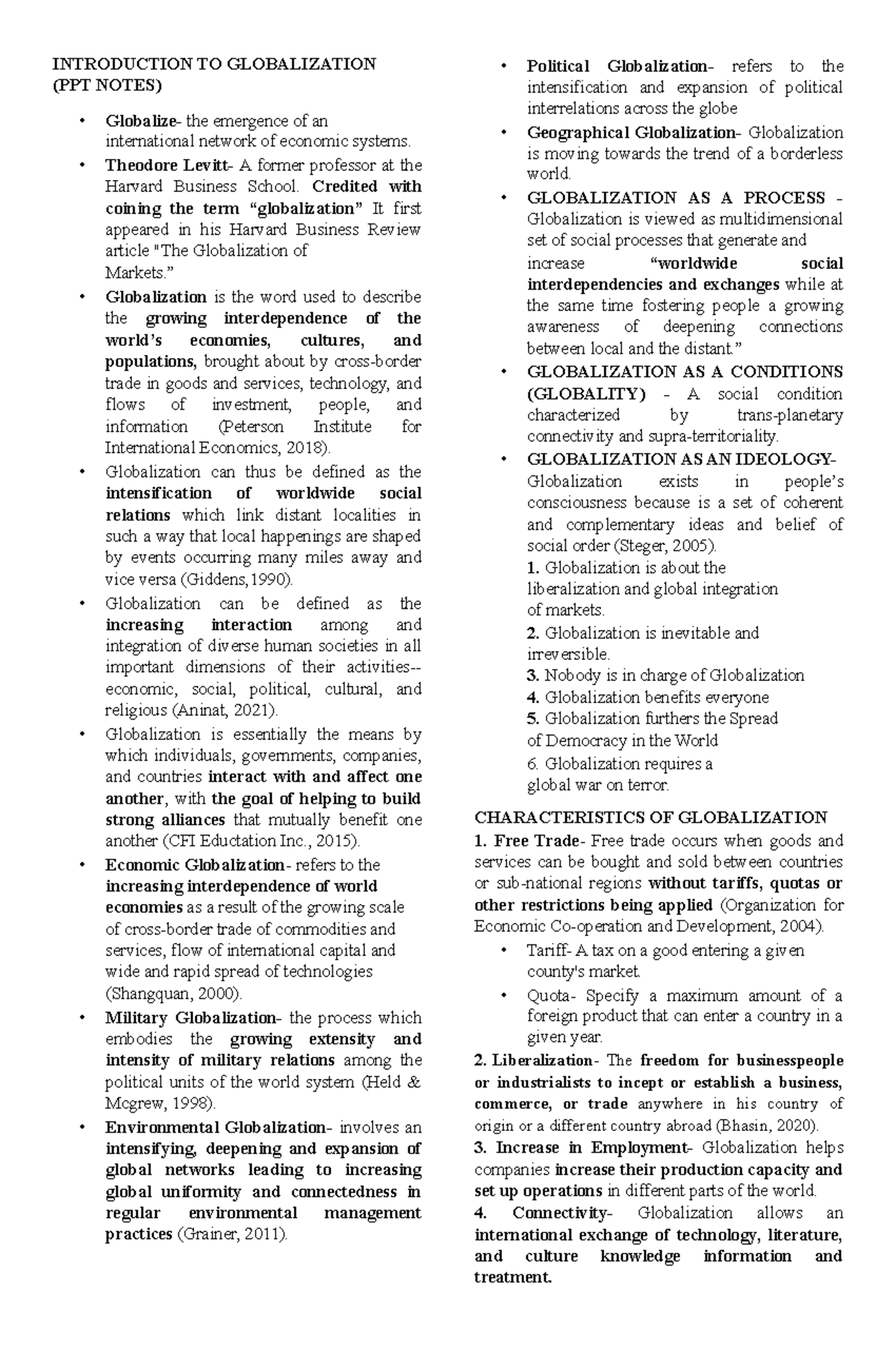 Contemporary-Notes-Final - INTRODUCTION TO GLOBALIZATION (PPT NOTES ...