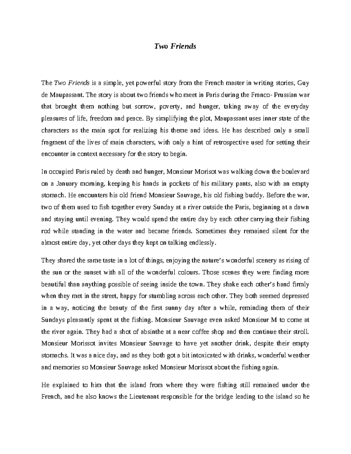 Two Friends - This study material is to improve students knowledge ...