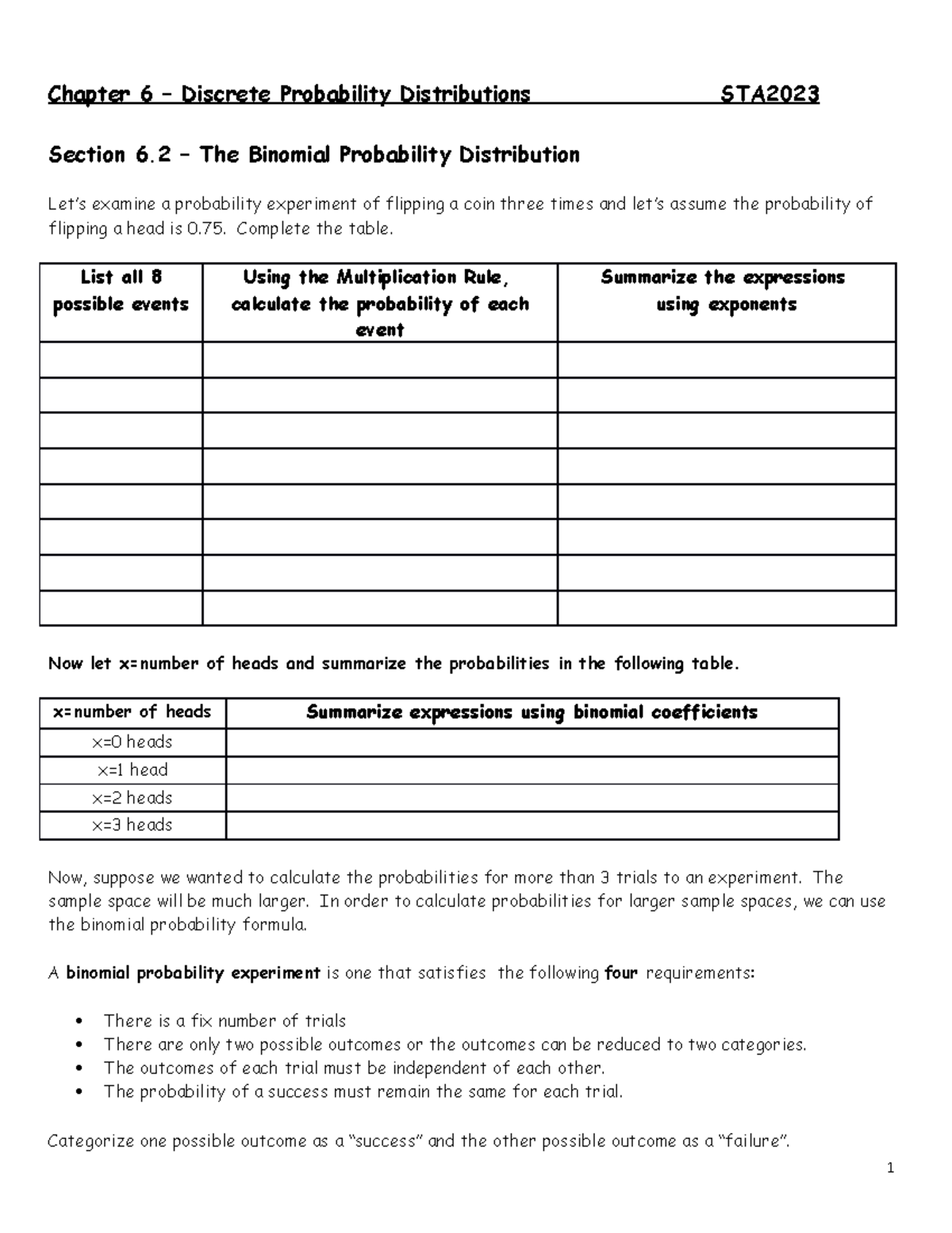 Chapter 6.2 Lecture Notes - Chapter 6 – Discrete Probability ...