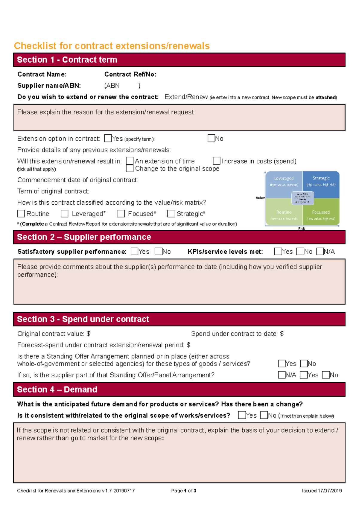 Contractextensionsrenewalschecklist - Checklist for contract extensions ...