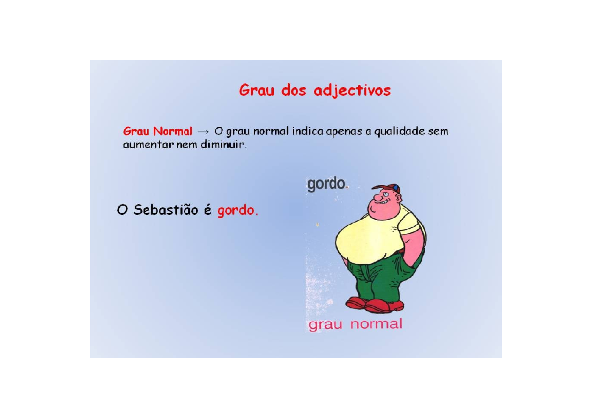 Graus dos adjetivos - Português - Studocu