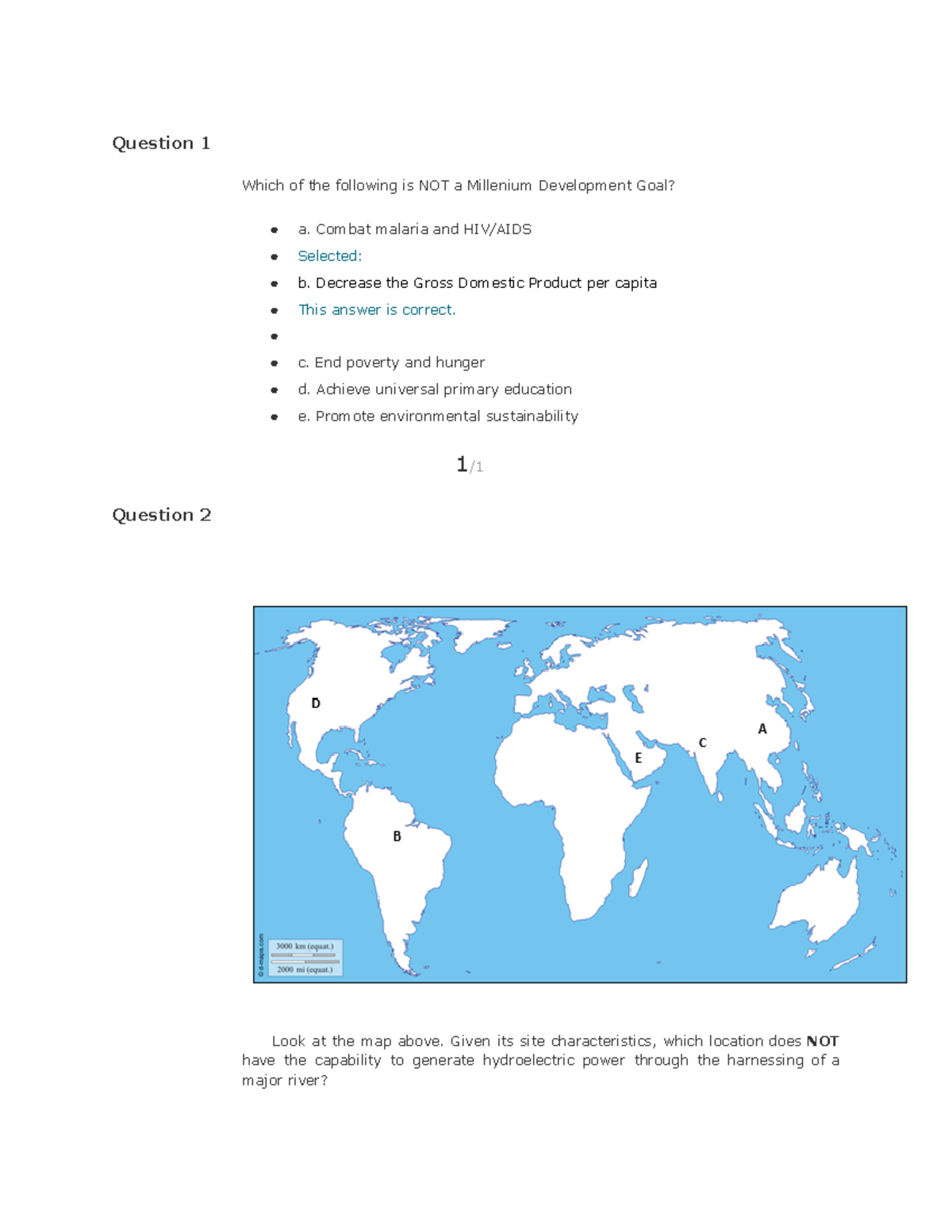 Unit 6 TEST - Question 1 Which of the following is NOT a Millenium ...
