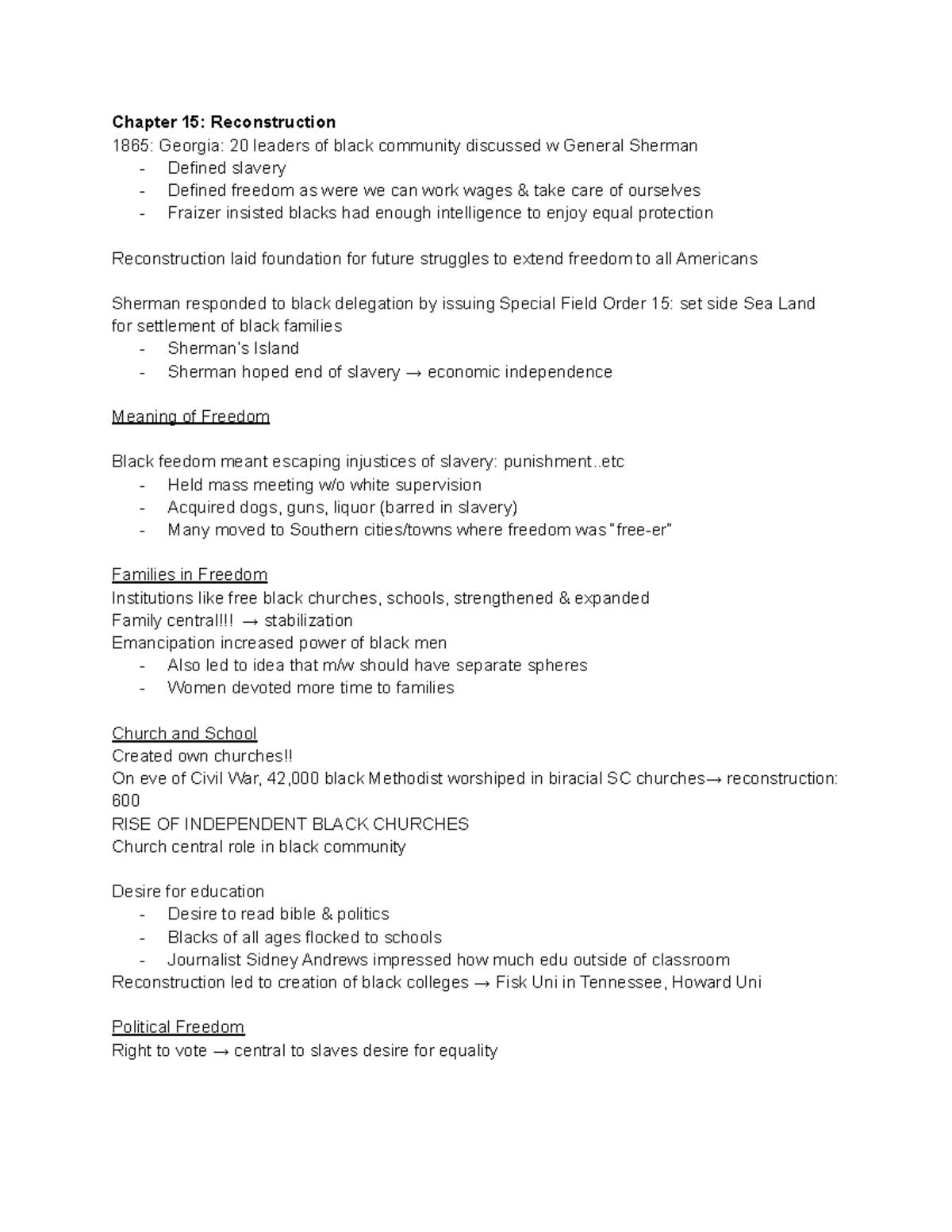 Chapter 15 Reconstruction - Chapter 15: Reconstruction 1865: Georgia ...