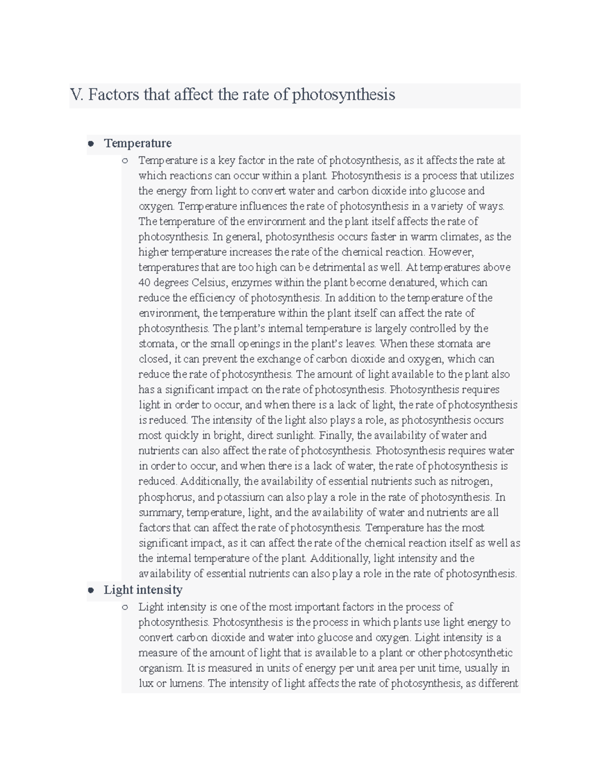 Factors That Affect The Rate Of Photosynthesis And Applications Of