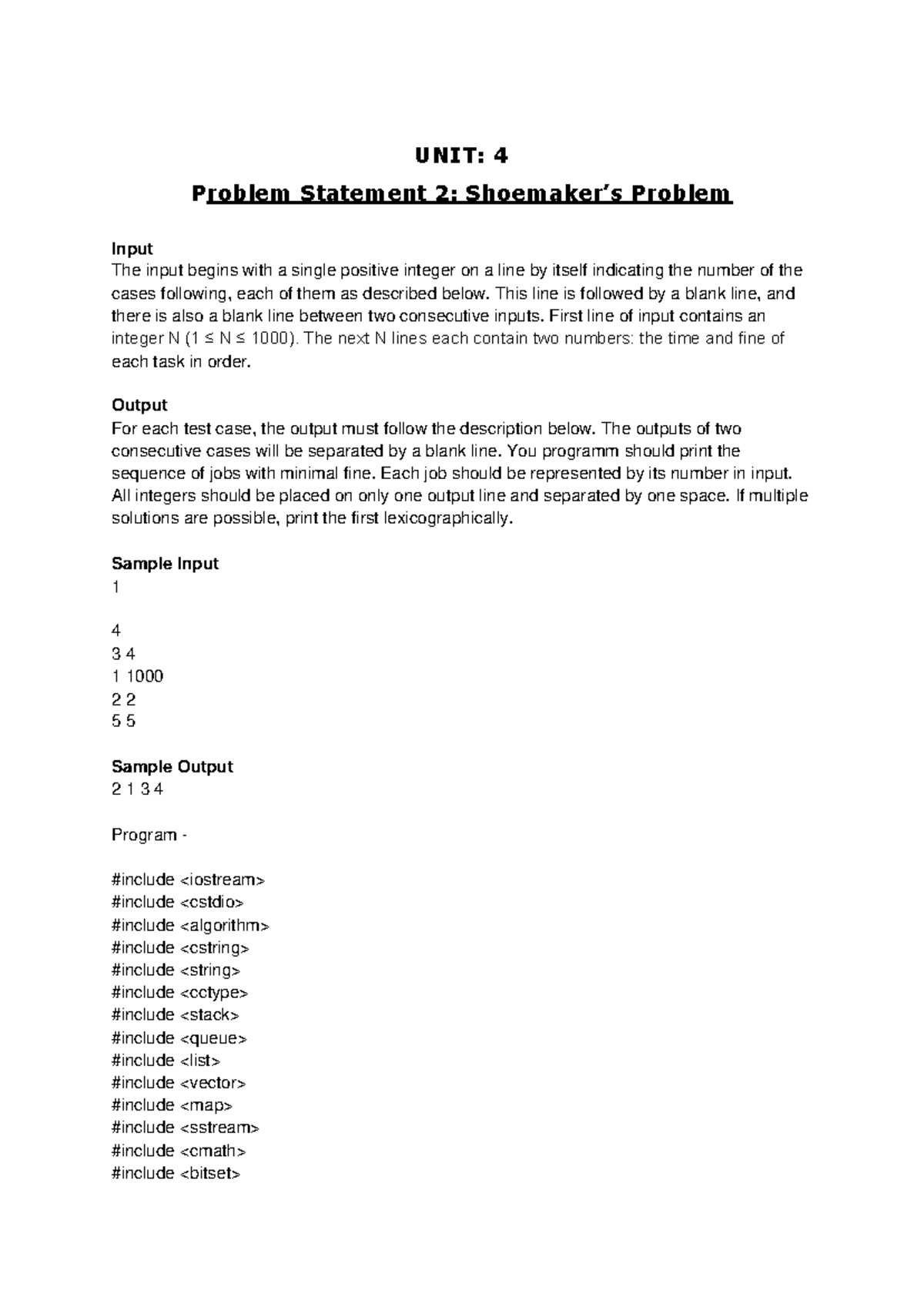 Shoemaker's Problem - UNIT: 4 P roblem Statement 2: Shoemaker’s Problem ...