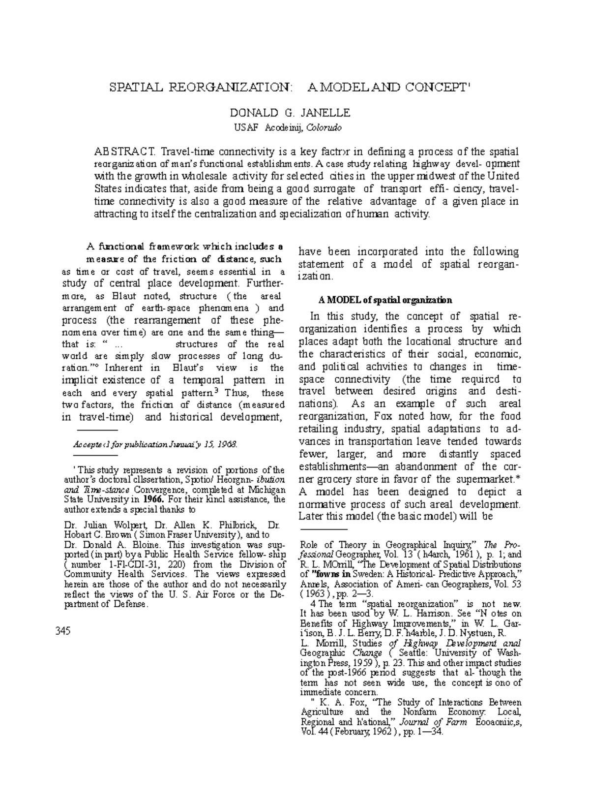 Review - vbbb - SPATIAL REORGANIZATION: A MODEL AND CONCEPT' DONALD G ...