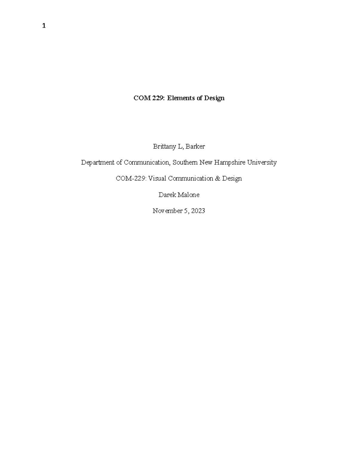 COM 229 Elements of Design - 1 COM 229: Elements of Design Brittany L ...