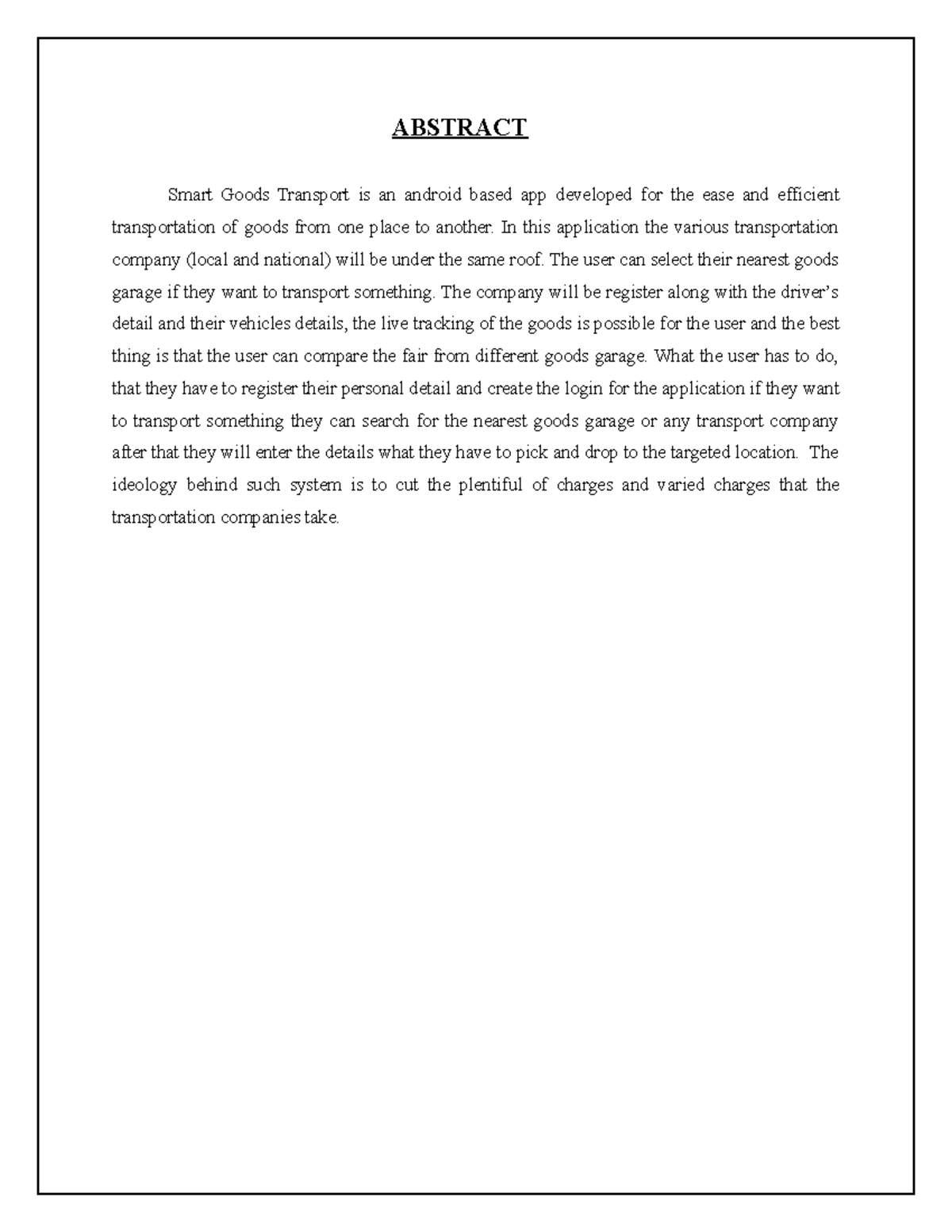 5 Sample Abstract - ABSTRACT Smart Goods Transport is an android based ...