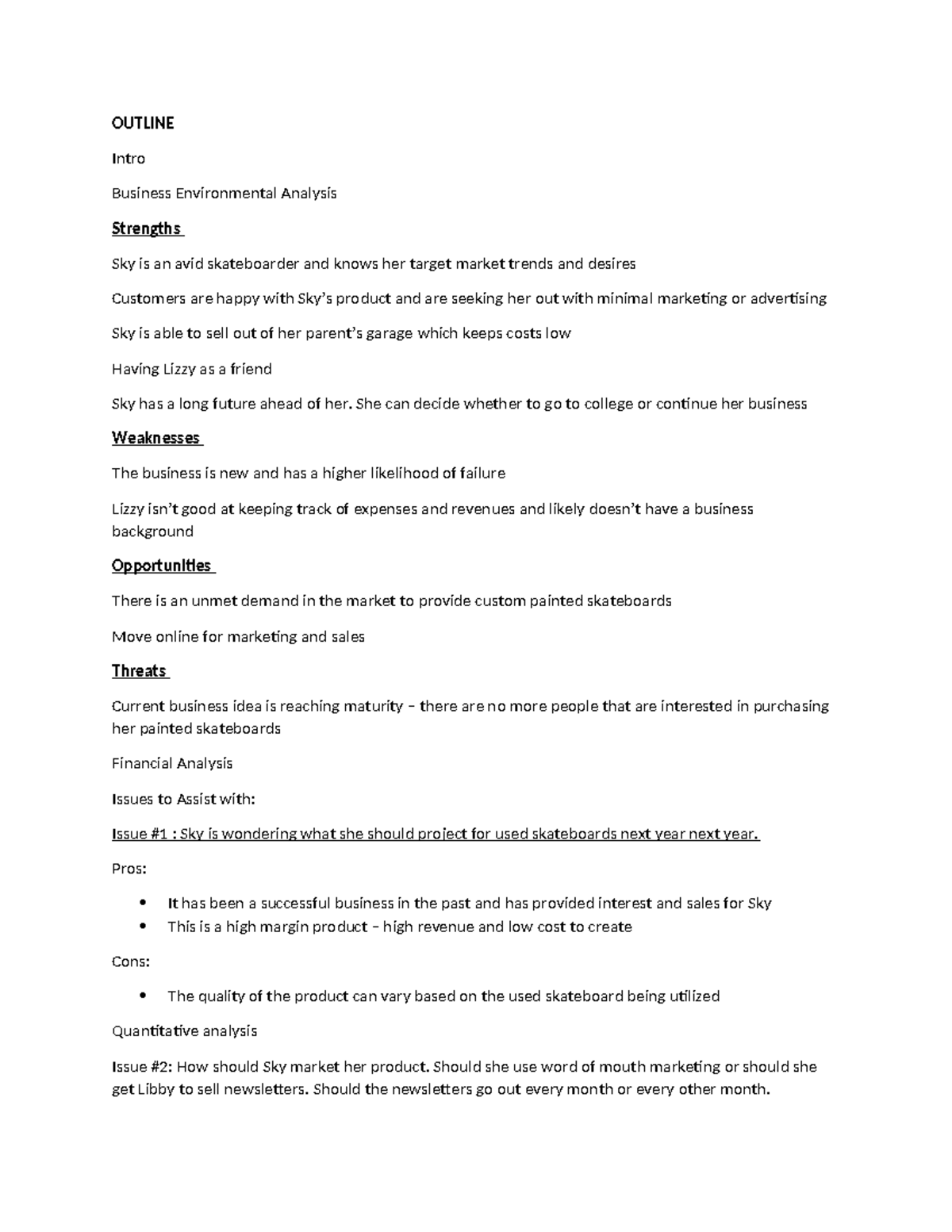 Preliminary Outline - Practice for Accounting - OUTLINE Intro Business ...