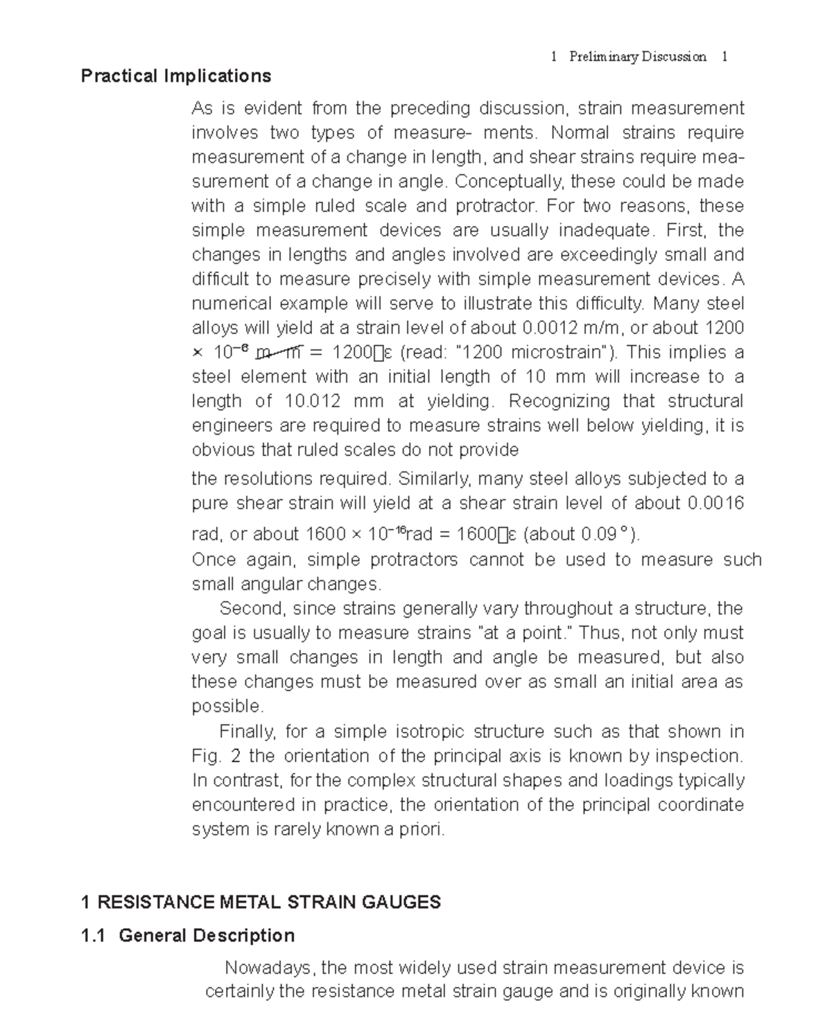Practical Implications - Normal strains require measurement of a change ...