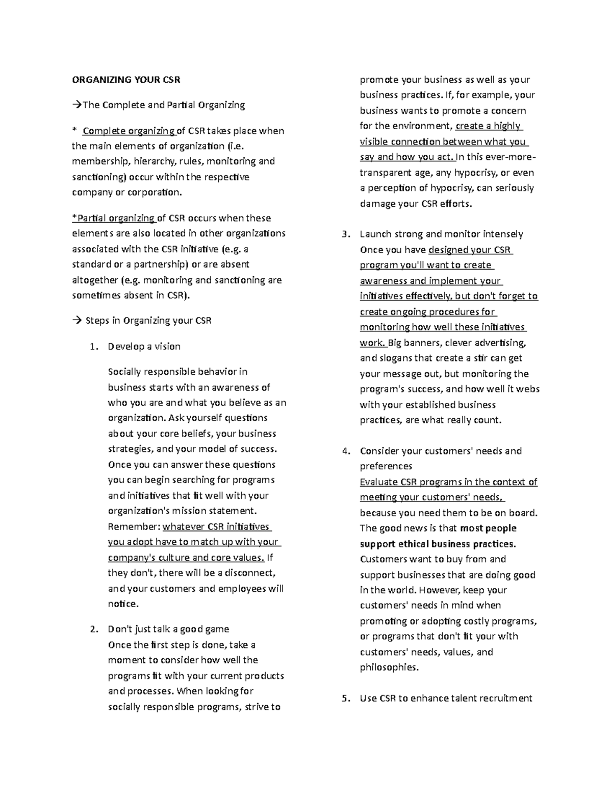 Organizing YOUR CSR-handouts - ORGANIZING YOUR CSR The Complete and ...