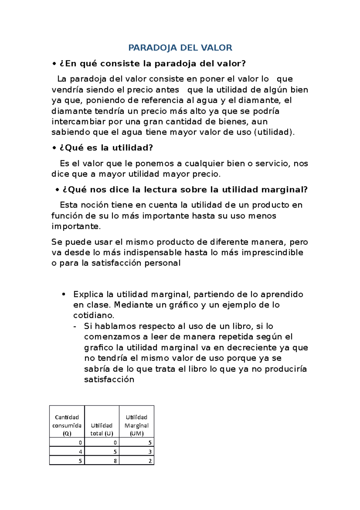 Trabajo Economia Felicidad - PARADOJA DEL VALOR • ¿En qué consiste la ...