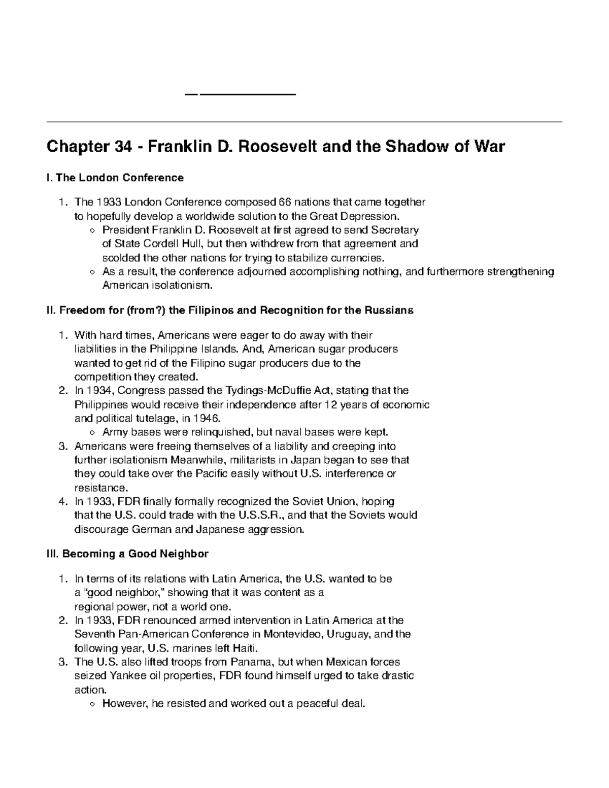Chapter 34 - Franklin D. Roosevelt and the Shadow of War - Chapter 34 ...