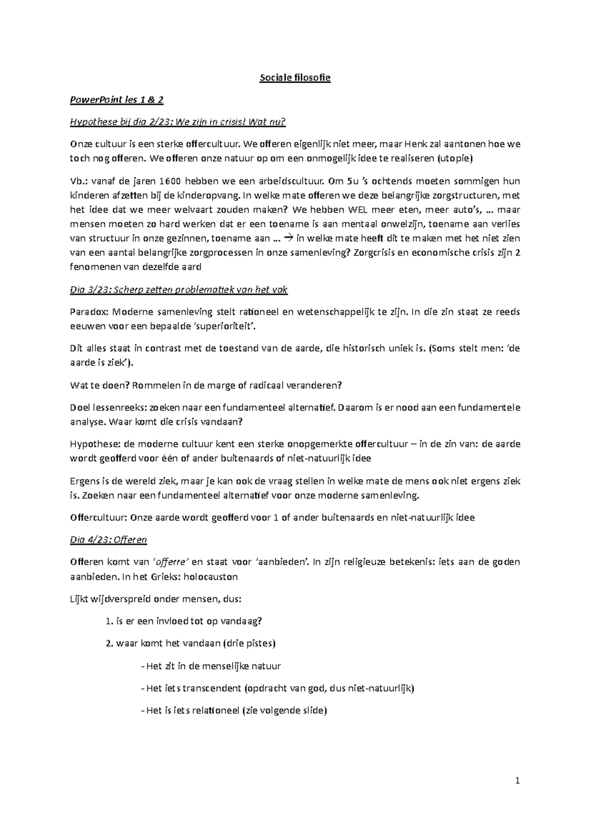 Sociale filosofie - Sociale filosofie PowerPoint les 1 & 2 Hypothese ...