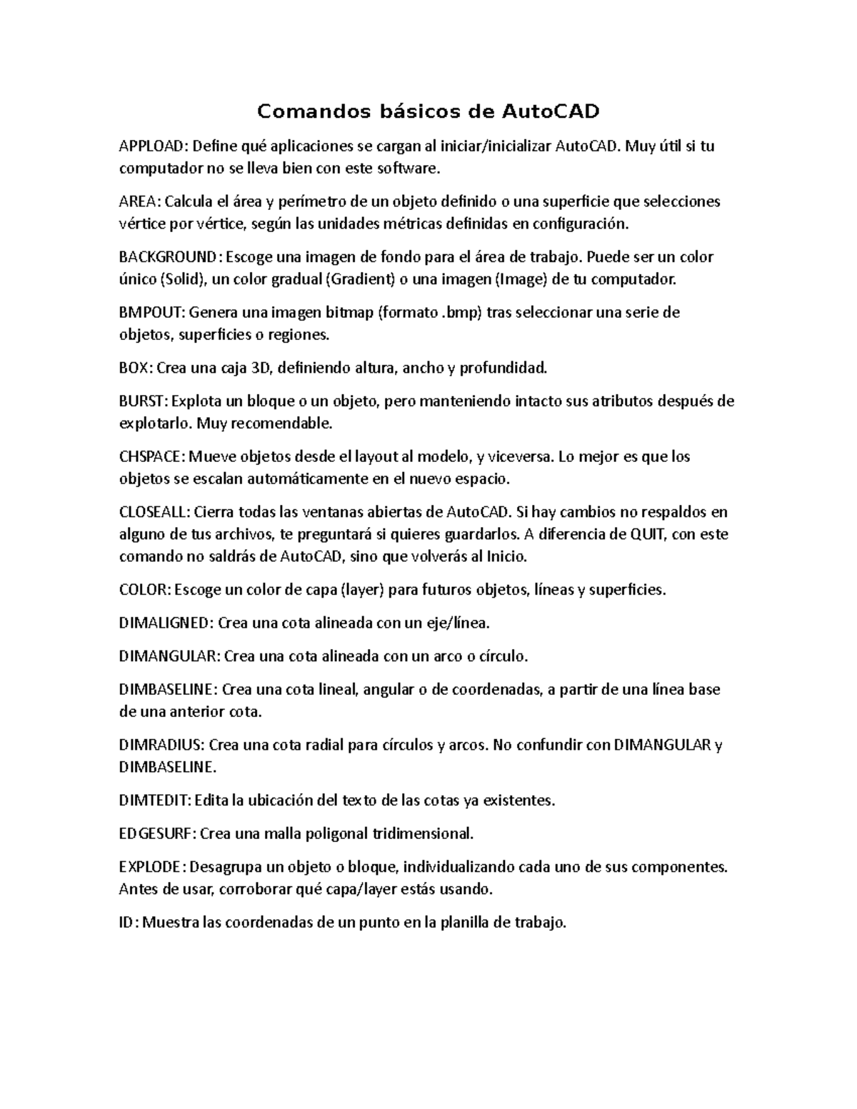Comandos Basicos de AutoCad - Comandos básicos de AutoCAD APPLOAD ...